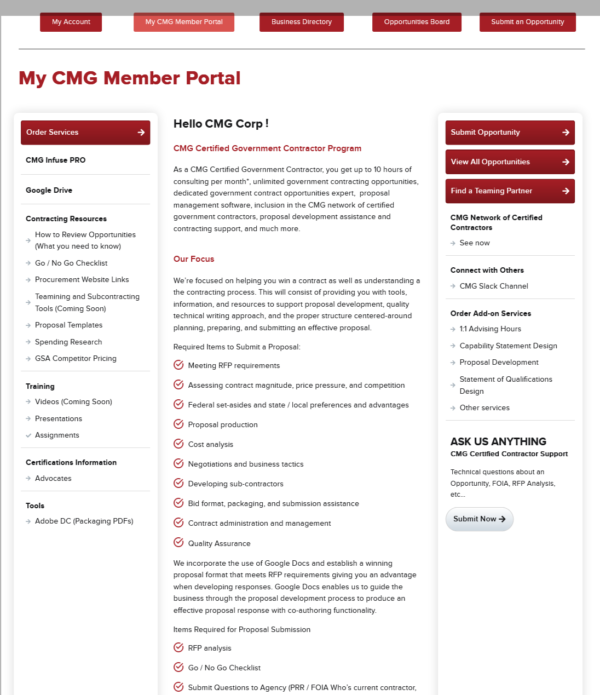 Program: Welcome Information – CMG Alliance – Government Contract and ...